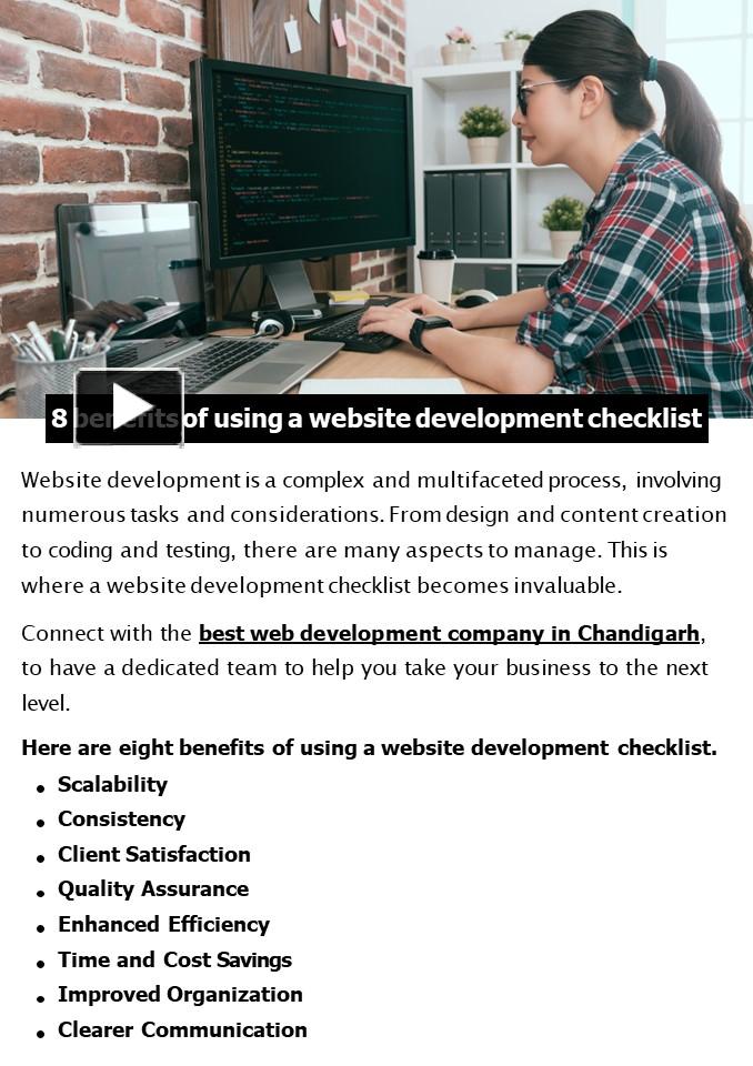 PPT – 8 benefits of using a website development checklist PowerPoint ...