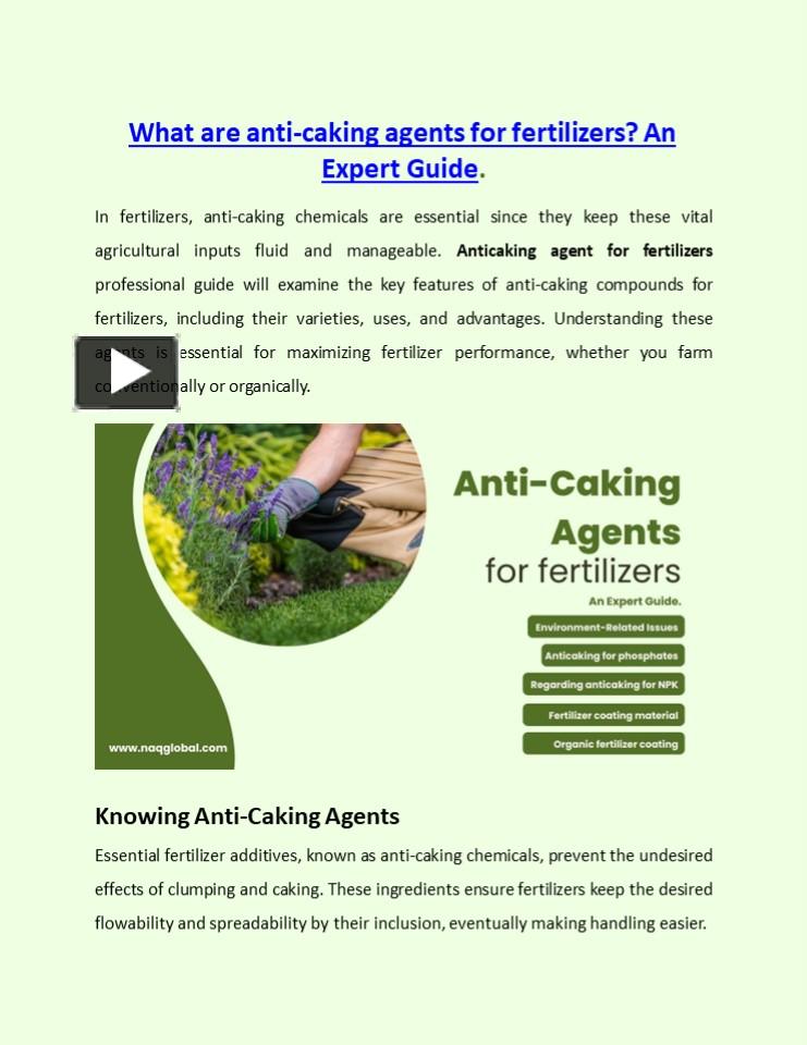 Anti-caking Agents for Fertilizers: An Expert Guide presentation | free ...