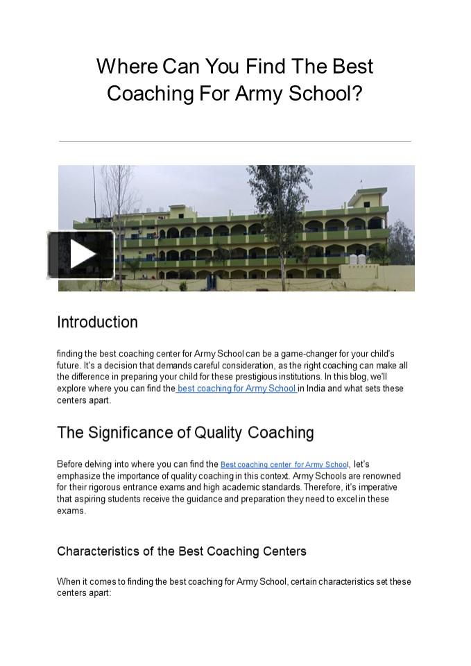 PPT – Where Can You Find The Best Coaching For Army School? PowerPoint ...