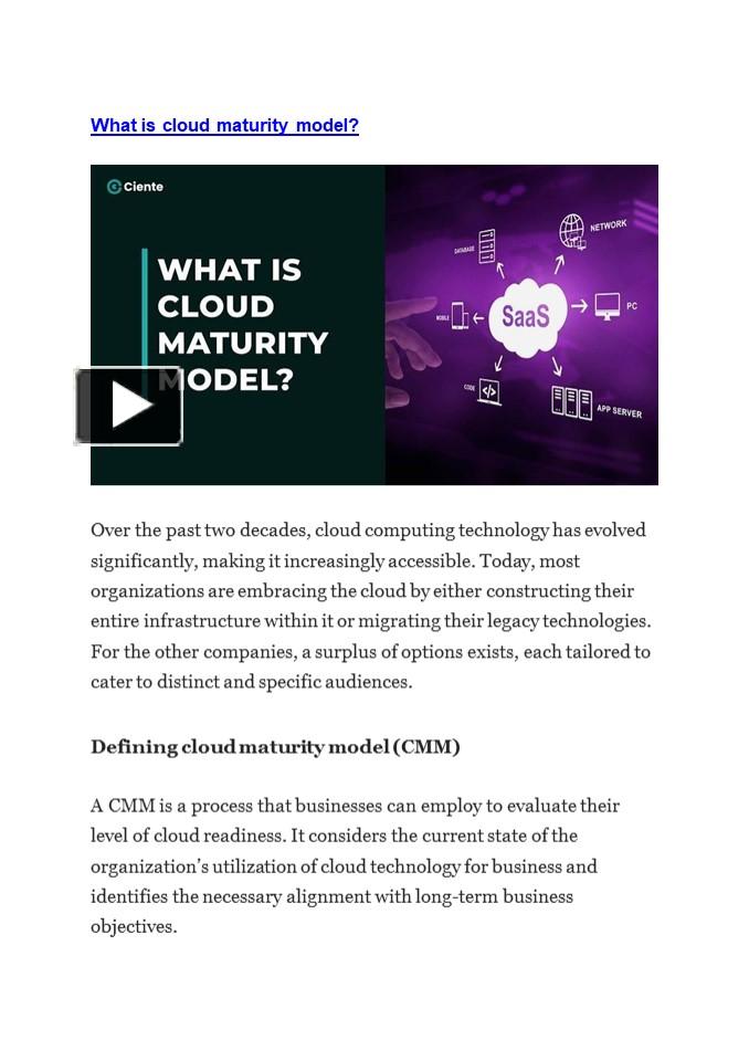 PPT – What is cloud maturity model? Team Ciente Team Ciente · Following ...