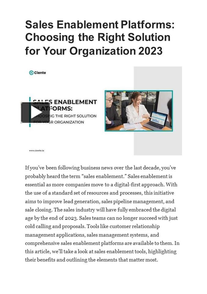 Sales Enablement Platforms: Choosing the Right Solution for Your ...