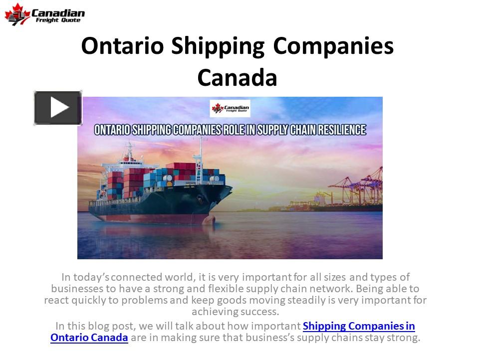 PPT – Ontario Shipping Companies Canada PowerPoint presentation | free ...