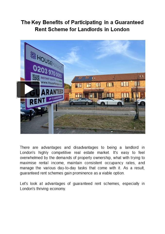 PPT – The Key Benefits of Participating in a Guaranteed Rent Scheme for ...