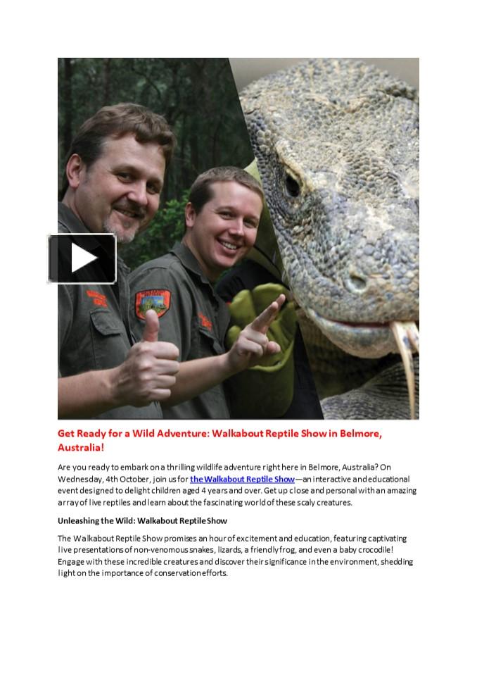 Reptiles Unleashed: A Live Encounter at the Walkabout Reptile Show in ...