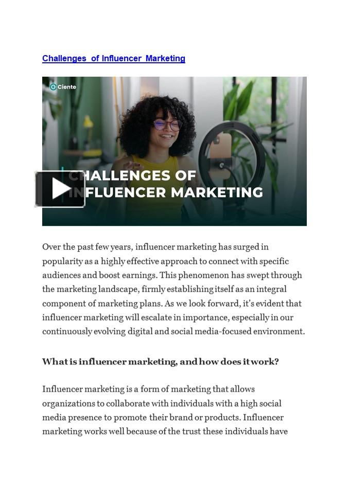 Challenges of Influencer Marketing presentation | free to download