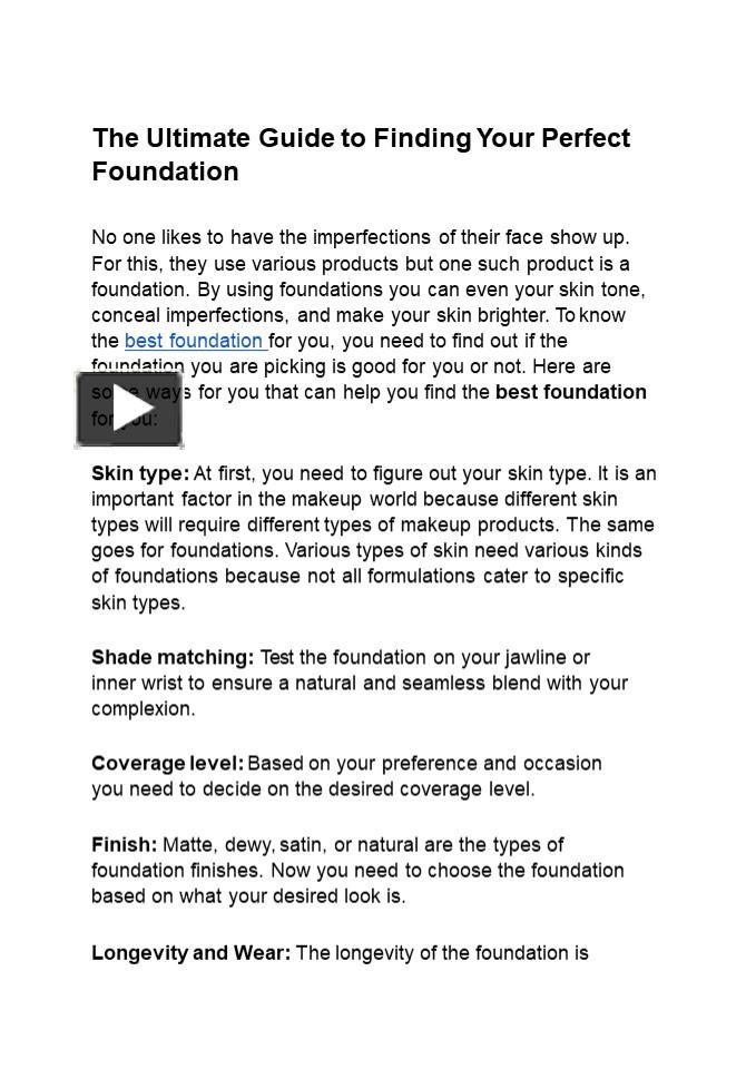 PPT – Building a Strong Foundation: Unveiling the Best Foundations for ...