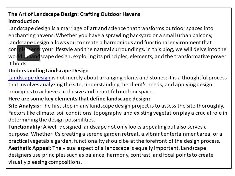 PPT – The Art of Landscape Design: Crafting Outdoor Havens PowerPoint ...