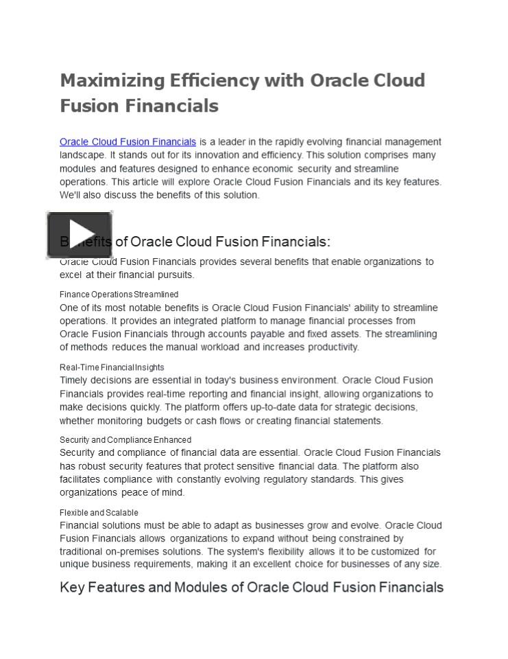 PPT – Maximizing Efficiency with Oracle Cloud Fusion Financials ...