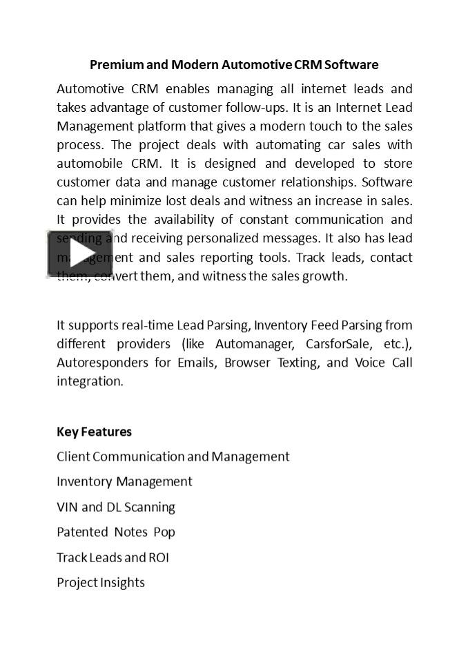 PPT – Premium and Modern Automotive CRM Software PowerPoint ...