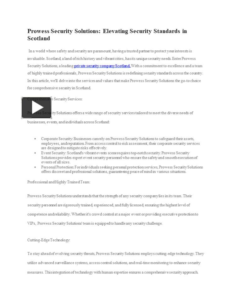 PPT – Prowess Security Solutions Elevating Security Standards in ...