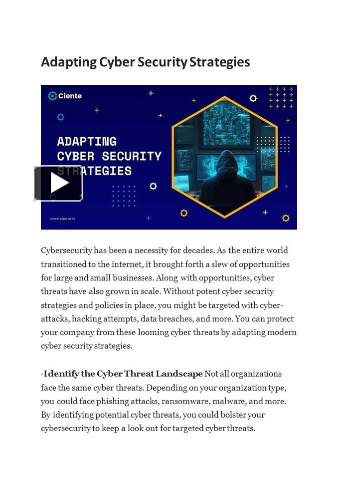 PPT – Adapting Cyber Security Strategies PowerPoint presentation | free ...