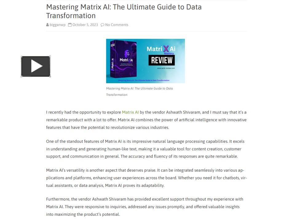 Mastering Matrix AI: The Ultimate Guide to Data Transformation ...