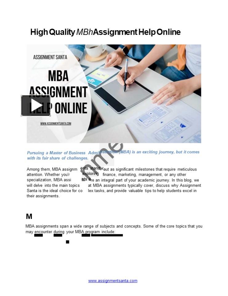 PPT – High Quality MBA Assignment Help Online - Assignment Santa ...
