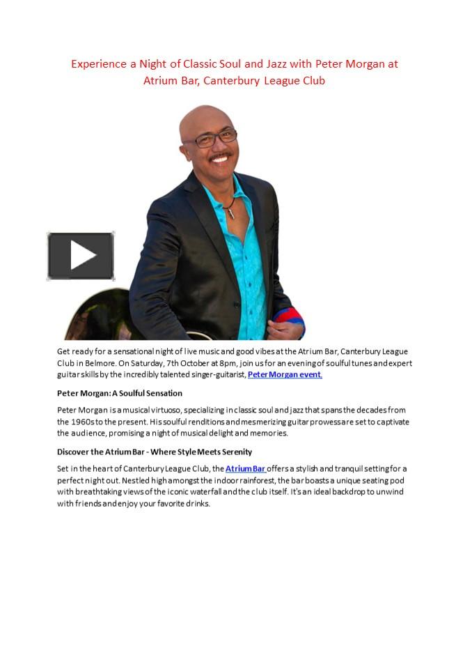 PPT – Harmonious Vibes: Peter Morgan Live Performance at Atrium Bar ...