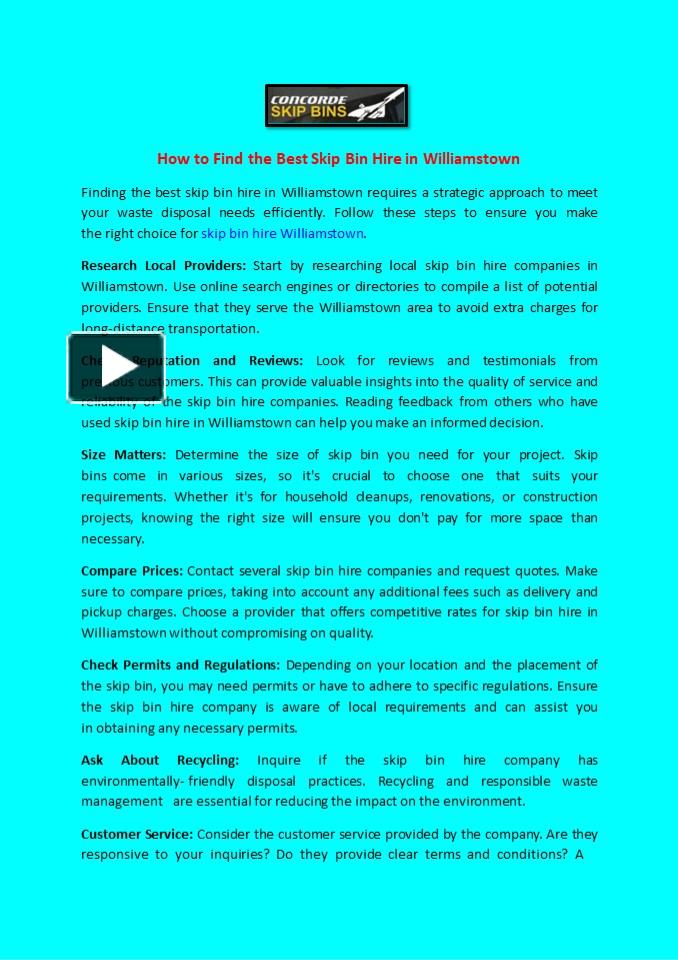 PPT – How to Find the Best Skip Bin Hire in Williamstown PowerPoint ...