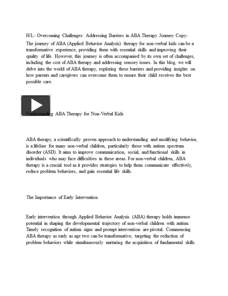 Overcoming Challenges: Addressing Barriers in ABA Therapy Journey ...