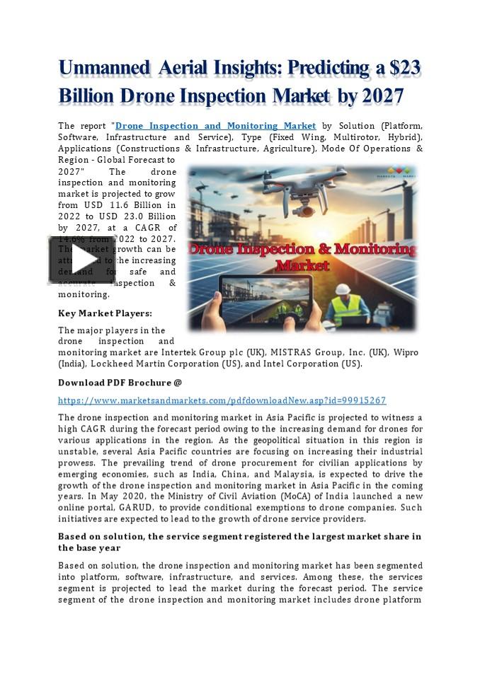 PPT – Unmanned Aerial Insights Predicting a $23 Billion Drone ...