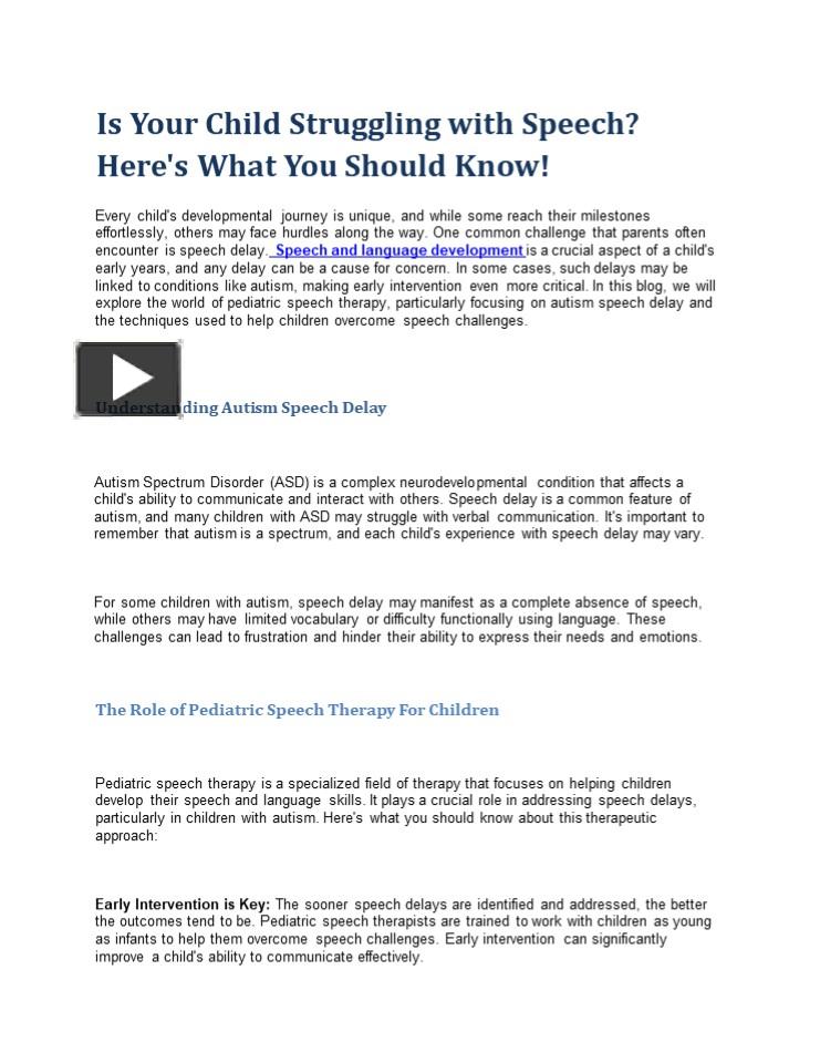 PPT – Is Your Child Struggling with Speech? Here's What You Should Know ...
