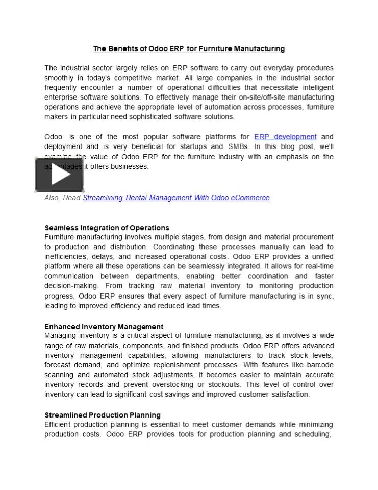 PPT – The Significance of Odoo ERP For Furniture Manufacturing ...