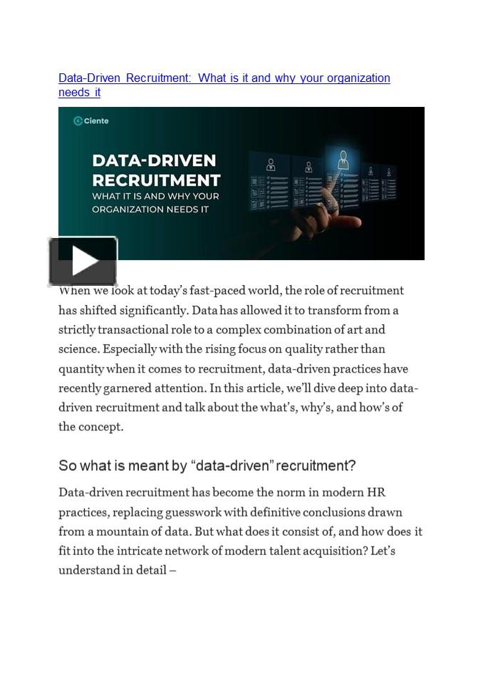 Data-Driven Recruitment: What is it and why your organization needs it ...