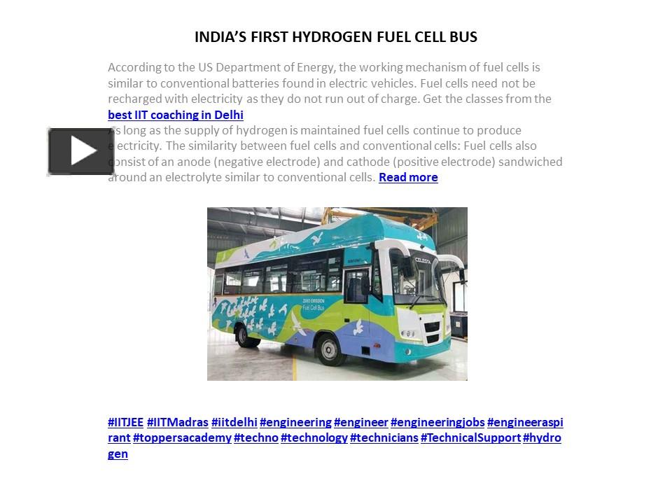 INDIA’S FIRST HYDROGEN FUEL CELL BUS presentation | free to download