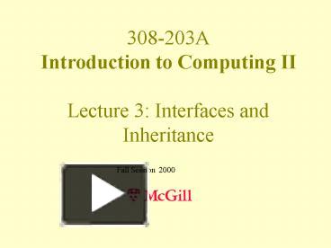 PPT – 308203A Introduction to Computing II Lecture 3: Interfaces and ...
