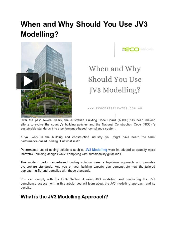 PPT – When and Why Should You Use JV3 Modelling? PowerPoint ...