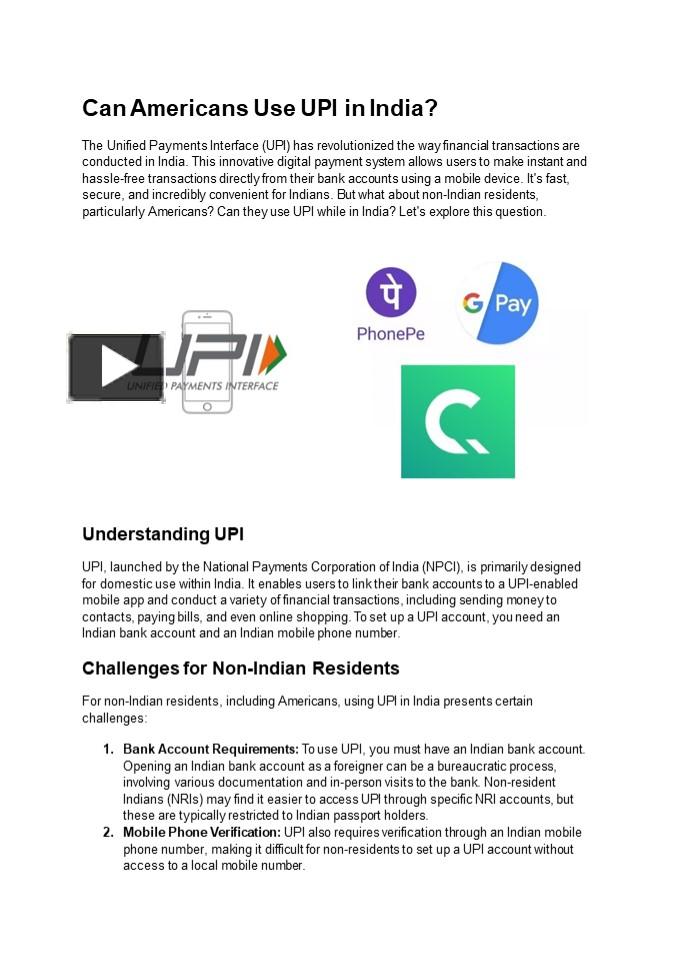 PPT – Can Americans Use UPI in India? PowerPoint presentation | free to ...