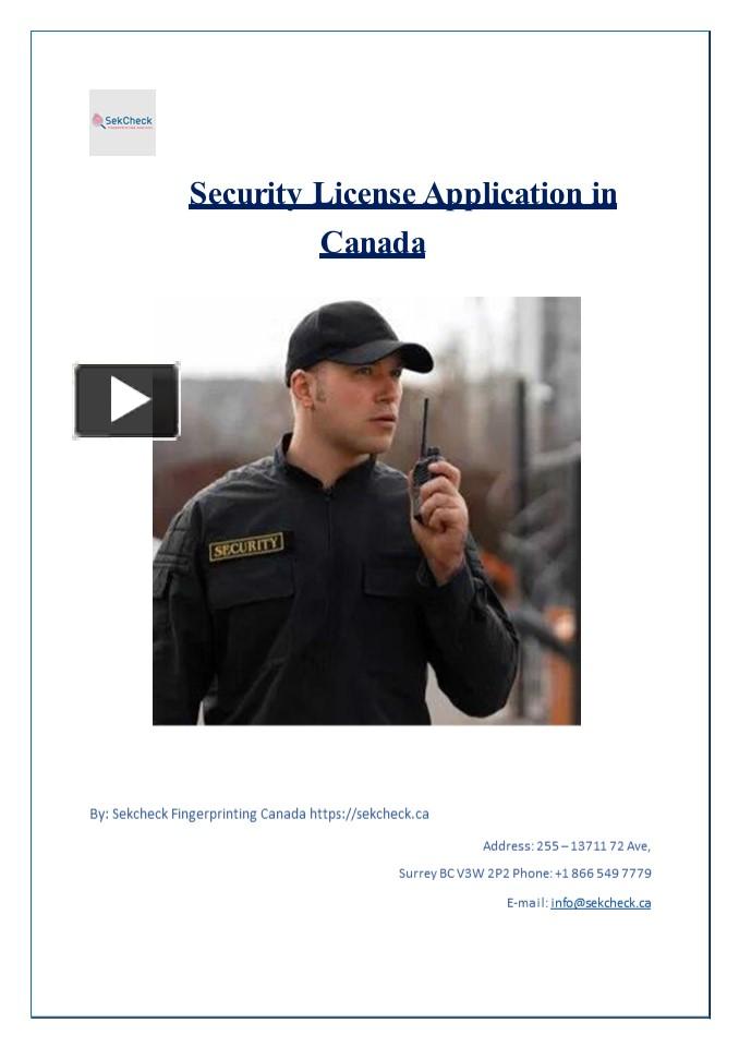 Security License Application in Canada presentation | free to download