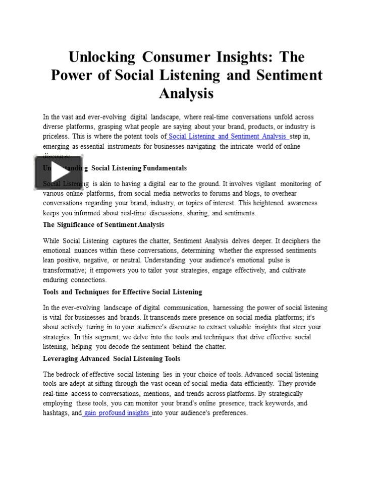 PPT – Unlocking Consumer Insights: The Power of Social Listening and ...