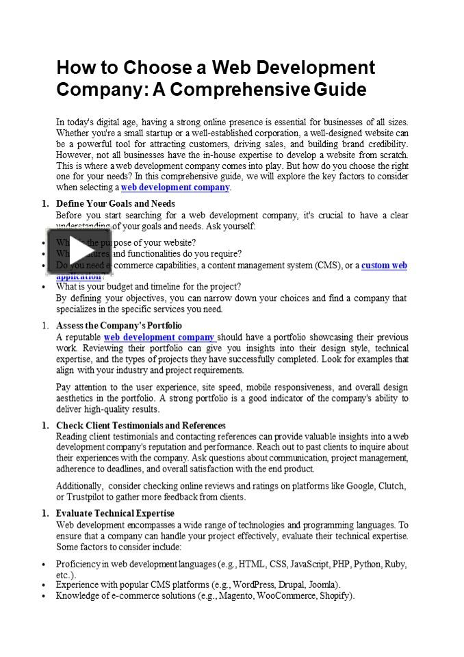 How to Choose a Web Development Company: A Comprehensive Guide (1 ...