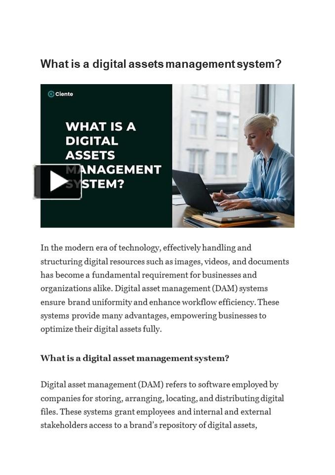 What is a digital assets management system? presentation | free to download