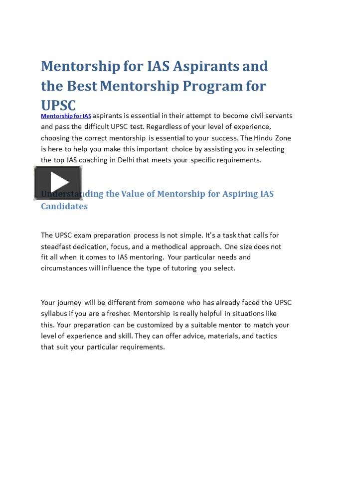 Mentorship for IAS Aspirants and the Best Mentorship Program for UPSC ...