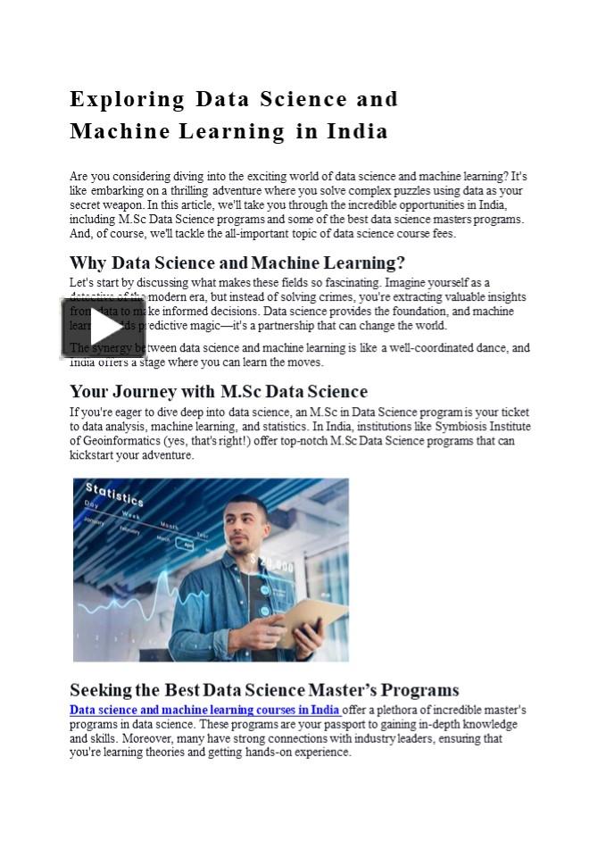 Exploring Data Science and Machine Learning in India presentation ...
