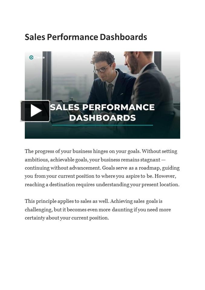 PPT – Sales Performance Dashboards. PowerPoint presentation | free to ...