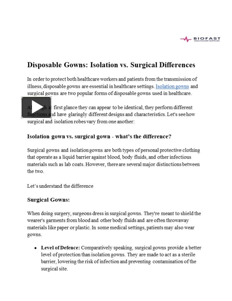 PPT – Disposable Gowns: Isolation vs. Surgical Differences PowerPoint ...