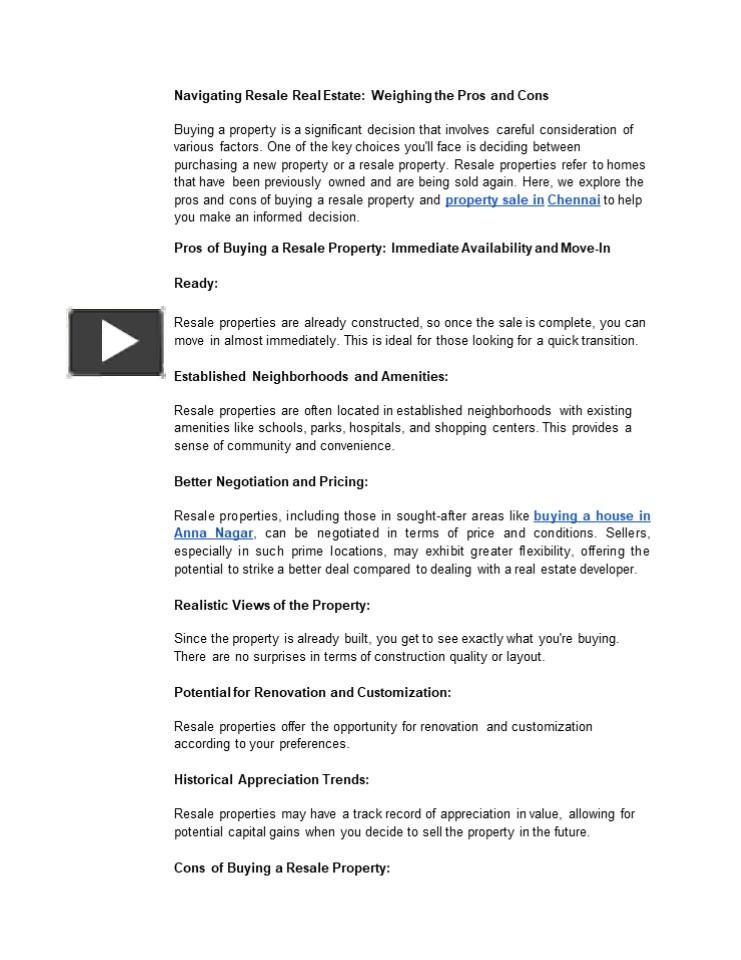 Navigating Resale Real Estate: Weighing the Pros and Cons presentation ...