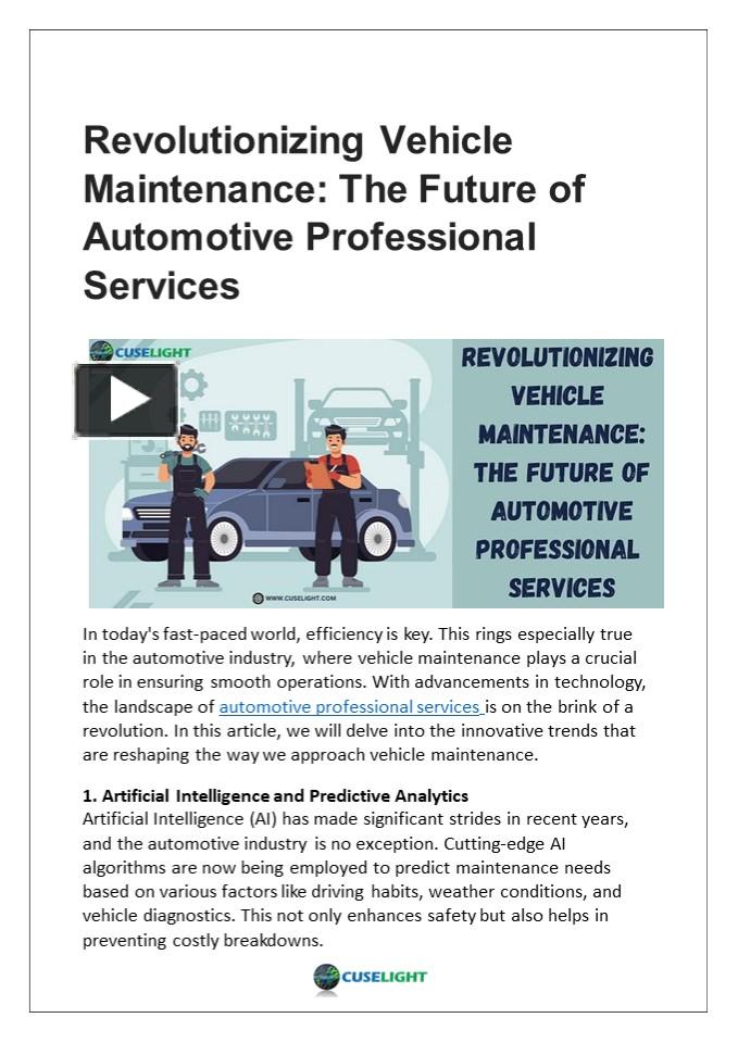 PPT – Revolutionizing Vehicle Maintenance: The Future of Automotive ...