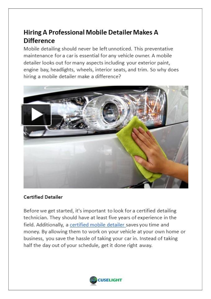 PPT – Hiring A Professional Mobile Detailer Makes A Difference ...