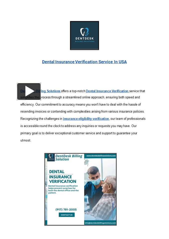 Dental Insurance Verification Service In USA presentation | free to ...