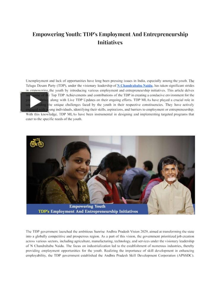 PPT – Empowering Youth: TDP's Employment And Entrepreneurship ...