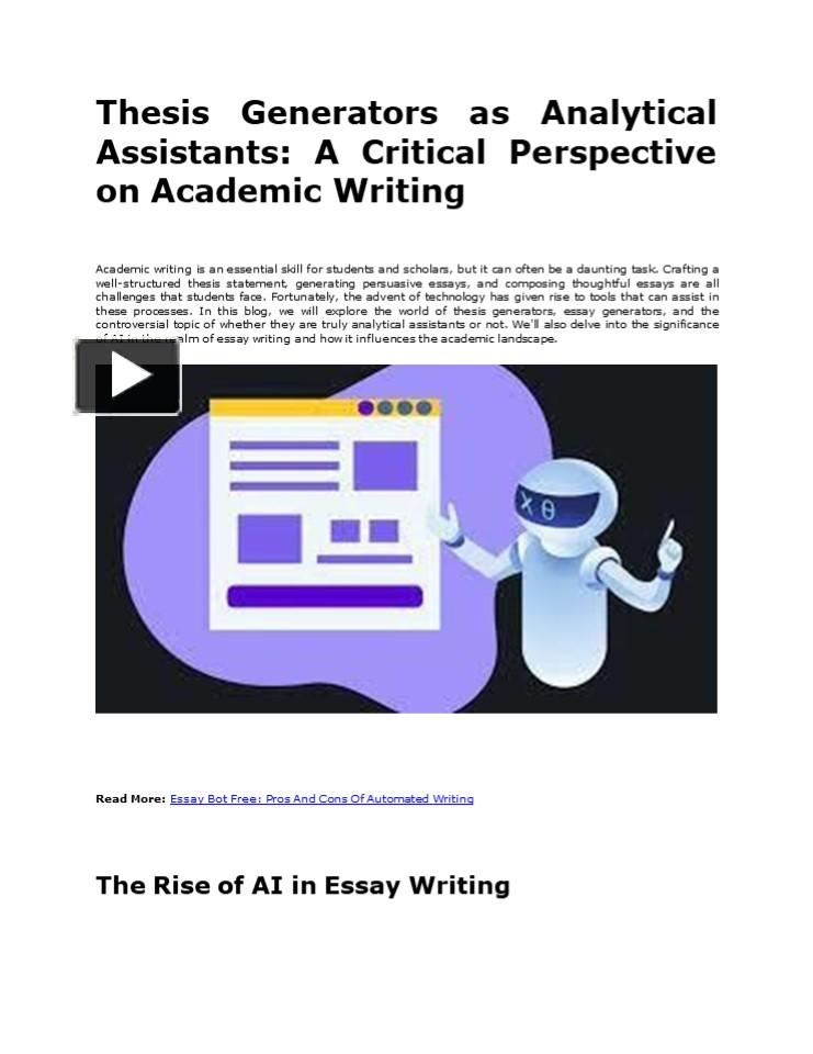 Thesis Generators as Analytical Assistants: A Critical Perspective on ...