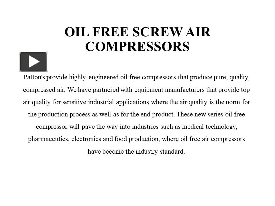 Oil Free Rotary Screw Air Compressor presentation | free to download