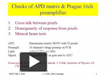 Checks of APD matrix presentation | free to view