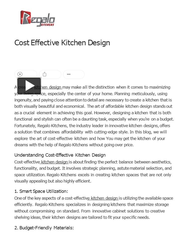 PPT – Cost Effective Kitchen Design PowerPoint presentation | free to ...