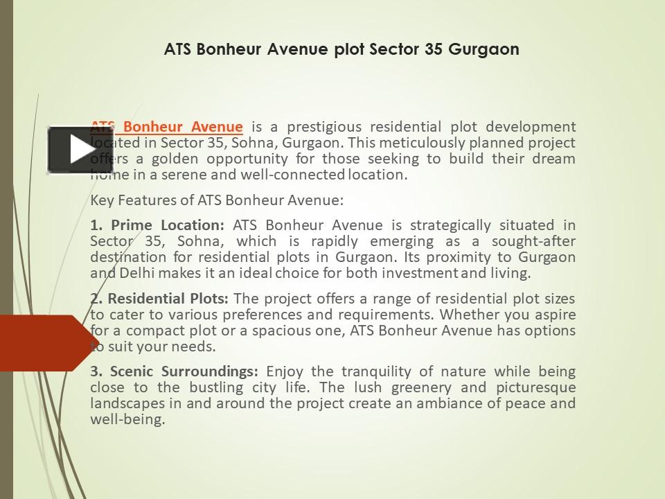 ATS Bonheur Avenue plot in Sector 35 Gurgaon presentation | free to ...