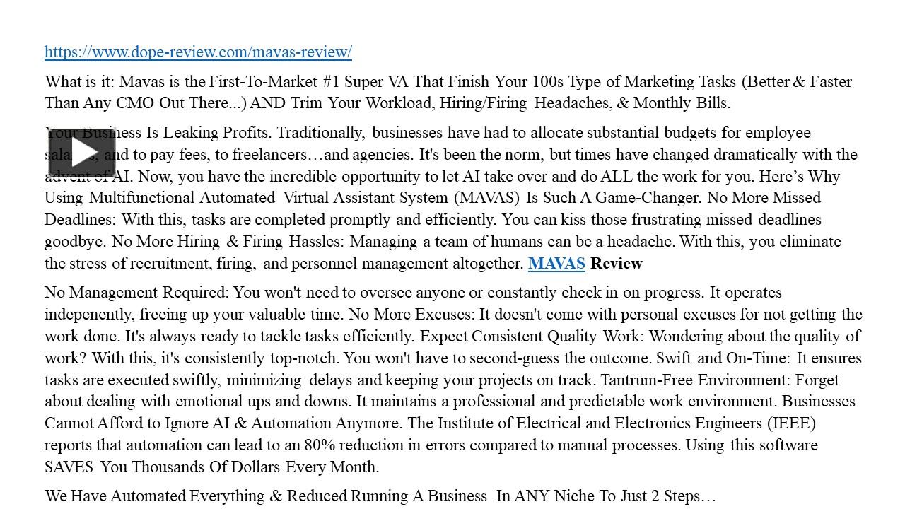 PPT – MAVAS REview PowerPoint presentation | free to download - id ...
