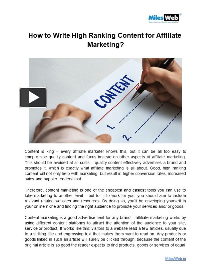 PPT – How to Write High Ranking Content for Affiliate Marketing ...