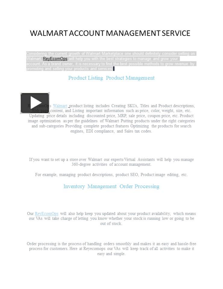 Walmart Account Management presentation | free to download
