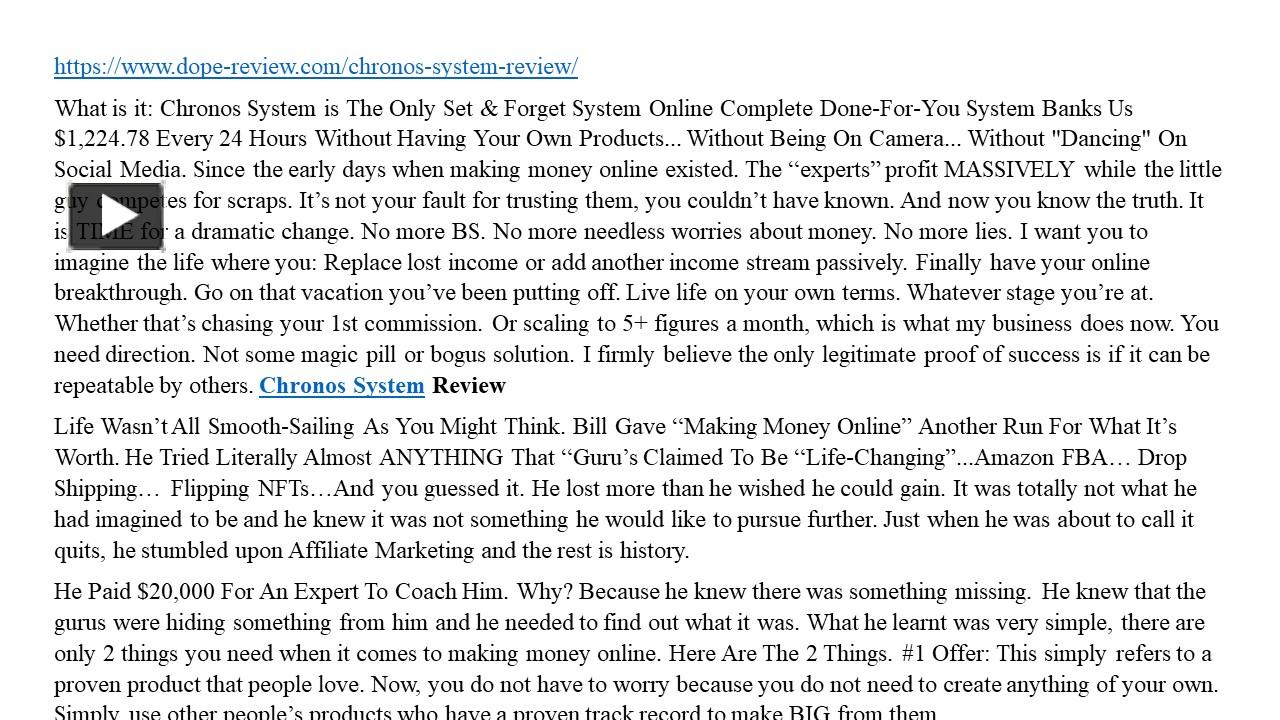 Chronos System Review presentation | free to download